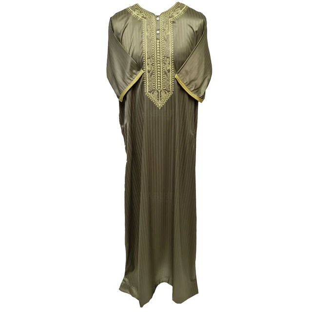 HOMMES MAROCAIN VERT Olive Manches Courtes Thobe Juba Kandora Dishdasha ...