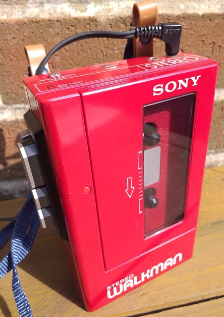 SONY WALKMAN WM-4 STEREO CASSETTE PLAYER Red 1980s Working Sony ...