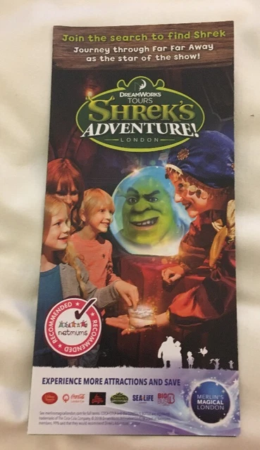 DREAMWORKS TOURS SHREK’S Adventure London Promo Flyer English / French ...