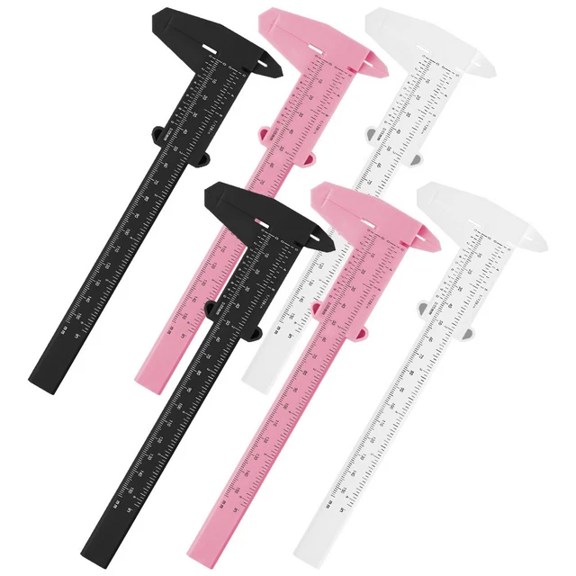 6 PCS PORTABLE Plastic Eyebrow Measuring Calipers Double Scale Rulers ...