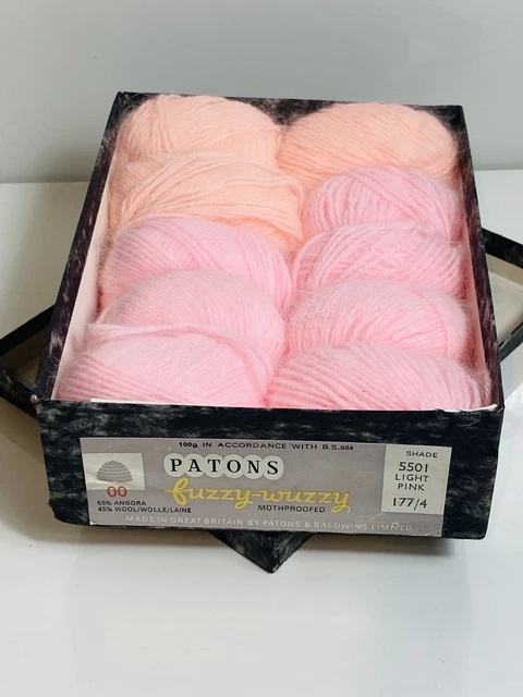 VINTAGE PATONS &FUZZY Wuzzy" Angora Knitting Yarn ( 10 x 10g) New ...