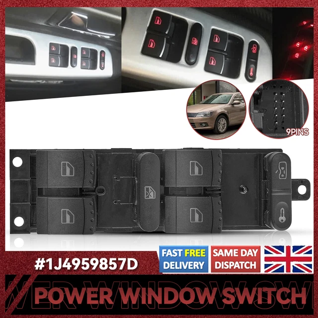1J4959857D POWER MASTER Window Switch For SEAT VW Golf Jetta Bora MK4 ...