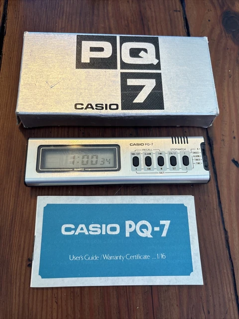 BOXED VINTAGE CASIO PQ-7 Alarm / Clock / Stopwatch Made in Japan w ...