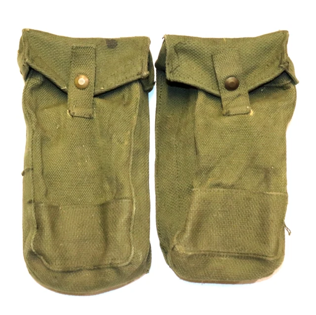 2 ORIGINAL C.WW2 era Australian Army OD Green Pattern 37 Basic Pouches ...