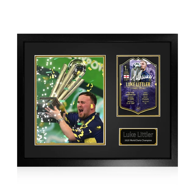 LUKE LITTLER SIGNED Ultimate Darts World Champion Card Deluxe Mount ...