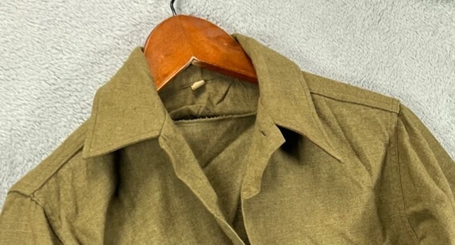 WW2 US ARMY M37 Wool Shirt INFANTRY Gas Flap Vintage 40s SZ 32 OD Green ...