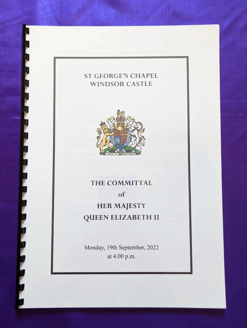 HM QUEEN ELIZABETH II committal order of service, bound. EUR 16,79 ...