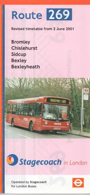 STAGECOACH/LONDON BUS TIMETABLE - 269 - Bromley-Sidcup-Bexleyheath ...