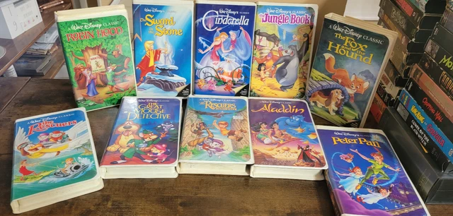 WALT DISNEY VHS Lot Black Diamond Classic Clamshell Aladdin Cinderella ...