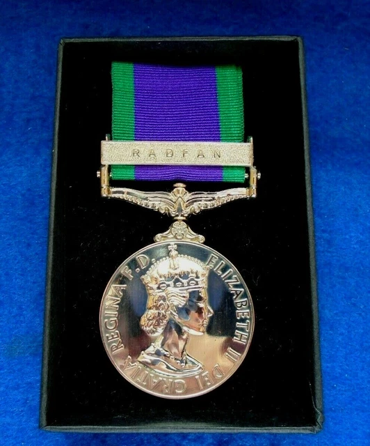 GENERAL SERVICE MEDAL (Csm) Radfan Clasp, Ribbon, Presentation Box ...