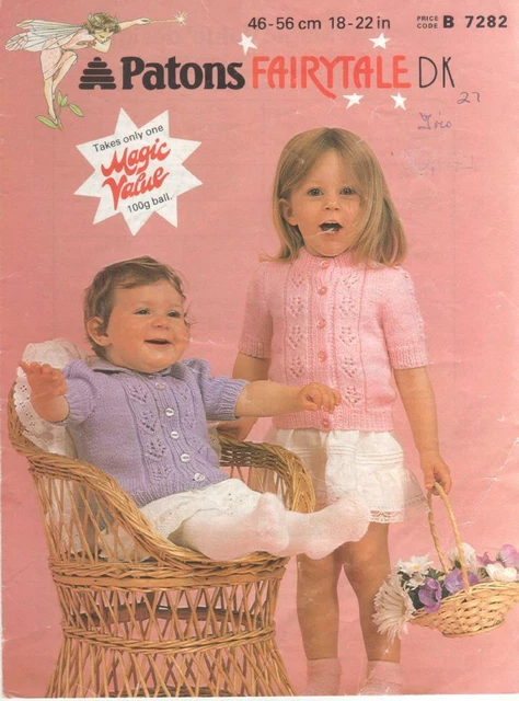 VINTAGE PATONS KNITTING Pattern No 7282 Cardigan in DK Size 18 - 22 in ...