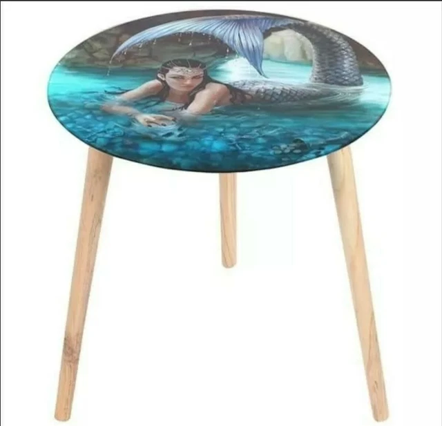 HIDDEN DEPTHS GLASS Table by Anne Stokes glass and wood mermaid coffee ...