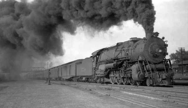 AT&SF SANTA FE Railroad locomotive engine No. 3758 type 4-8-2 OLD TRAIN ...