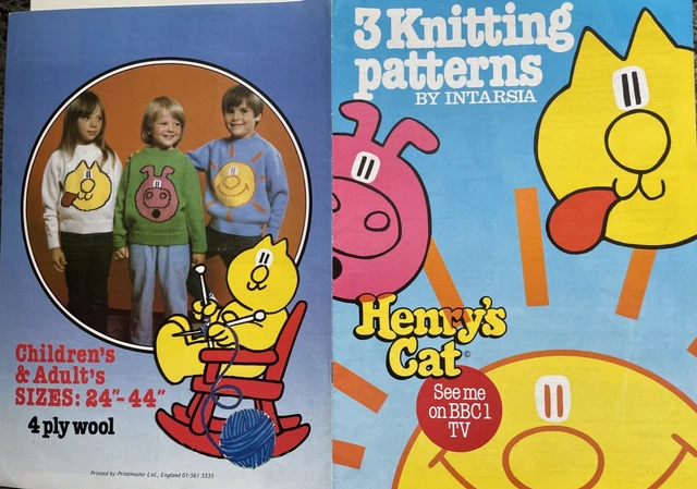 KNITTING PATTERN 3 Henrys Cat intarsia jumper Gary Kennedy TV childrens ...