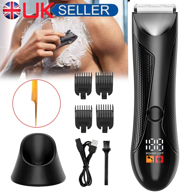 MEN'S PUBIC HAIR Trimmer Electric Groin Body Hair Shaver for Balls Body ...
