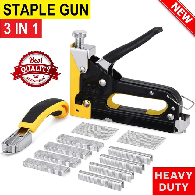 STAPLE GUN 3 in1 Heavy Duty Fastener Tool Tacker Tree Staples ...