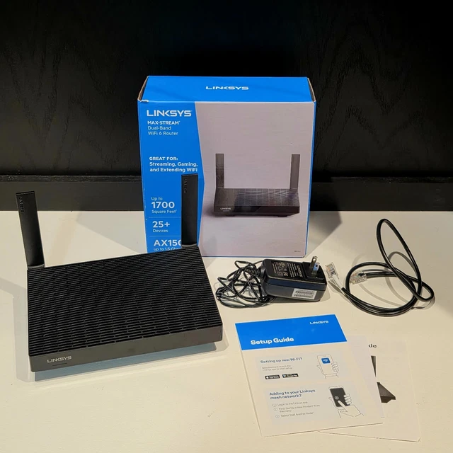 LINKSYS AX1500 MAX-STREAM Dual-Band WiFi 6 Router MR7310 With All ...