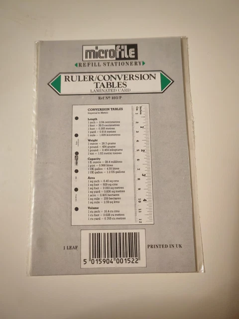 MICROFILE-RARE VINTAGE 1985 Laminated Conversion Tables **Harrods ...