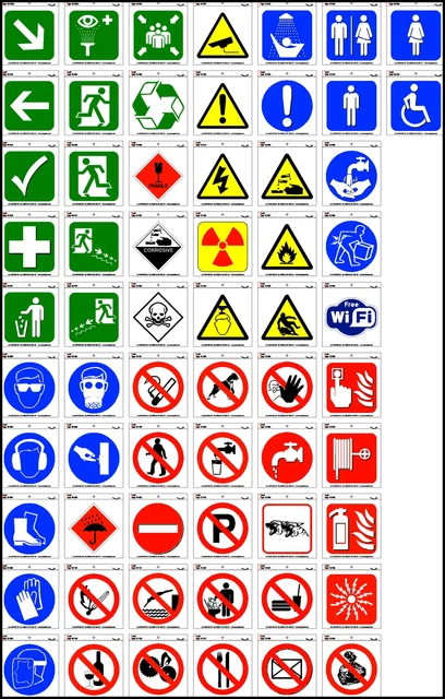 SAFETY SIGNS SYMBOLS Stickers Health Hazard Toilet CCTV Warning Caution ...