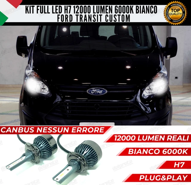 KIT FULL LED Ford Transit Custom H7 Anabbaglianti 6000K Bianc 12000 ...
