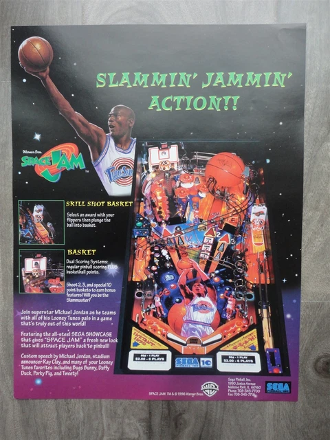 SPACE JAM FLIPPER volantino flipper originale Michael Jordan EUR 17,86 ...