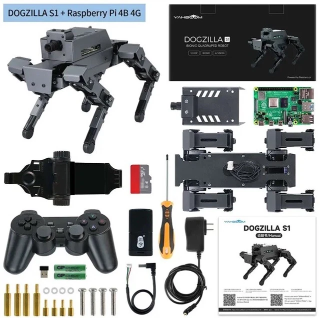 12DOF QUADRUPED BIONIC Programming AI Robot Dog Kit S1 With Raspberry ...