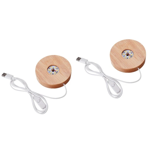 2 PACK LED Light Base Stand Round Lamp Holder Lighted Display Study ...
