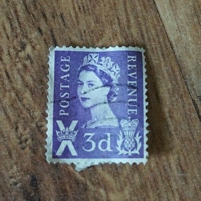 QUEEN ELIZABETH II Stamp 3d Wilding Portrait Purple Postage Revenue ...