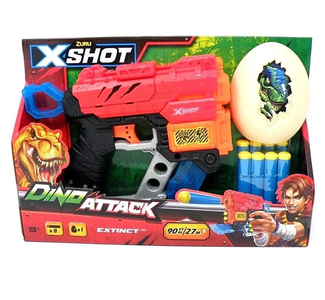 ZURU X SHOT Dino Attack Extinct Blaster Toy Gun with 8 Foam Darts for ...