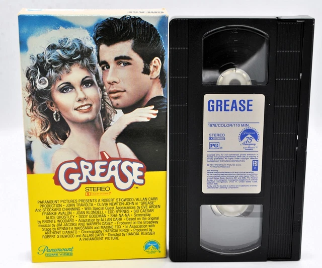 GREASE VHS 1977 Paramount Edition Vhs John Travolta, Olivia Newton John ...