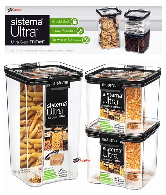 SISTEMA ULTRA TRITAN Airtight Crystal Clear Pantry & Kitchen Storage ...