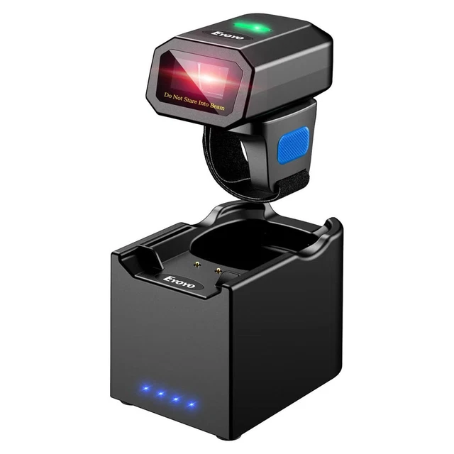 EYOYO WIRELESS 2D QR Code Finger Ring Barcode Scanner Warehouse Library ...