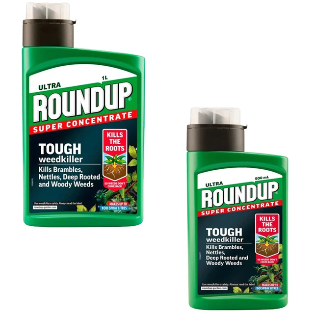 ROUNDUP ULTRA TOUGH Weedkiller Liquid Super Concentrate Nettles killer ...