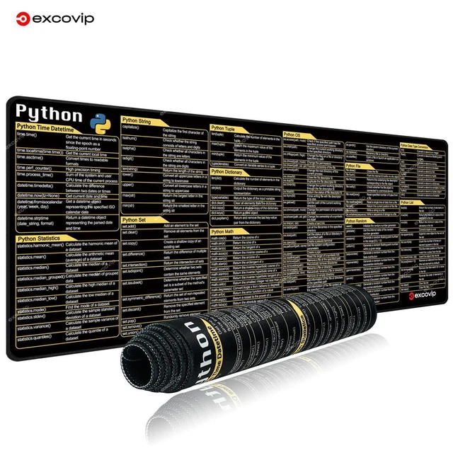 PYTHON PROGRAMMING CHEAT Sheet Mouse Pad - Coding Reference Guide Mat ...