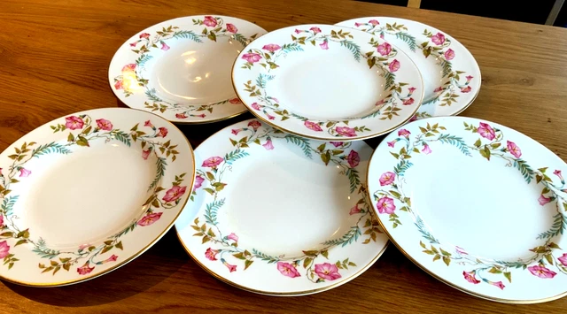 SET OF SIX Abbeydale Duffield Pink Floral Plates 8 1/4ins £29.82 ...