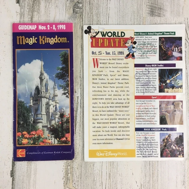 WDW WALT DISNEY World Park Guide Map Vtg Magic Kingdom 2001 Snow Globe ...