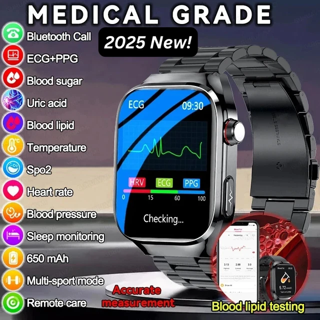 UK 2025 NEW Medical Grade Smart Watch Blood Pressure Oxygen Heart Rate ...
