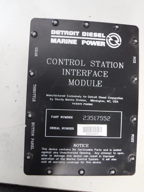 DETROIT DIESEL MARINE POWER 23517552 , CONTROL STATION INTERFACE MODULE ...