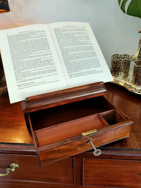 ANTIQUE VICTORIAN MAHOGANY Writing Slope/ Reading Slope/ box/Lock/Key £ ...