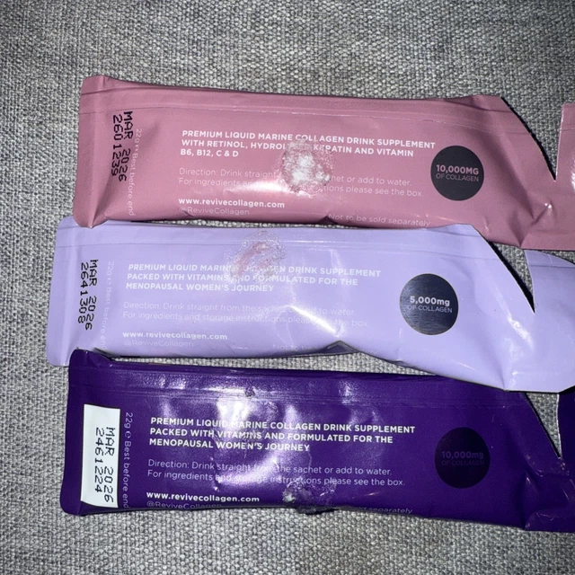 REVIVE COLLAGEN TASTER Bundle, 3 Sachets, Enhanced Plus, Peri & Max ...