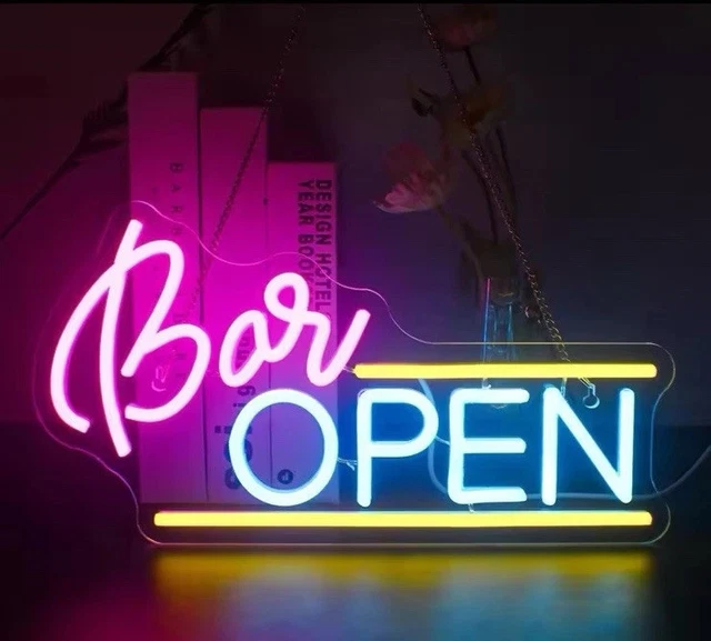 BAR OPEN LED Neon Sing USB . Powered With On / Off Switch Adjustable ...