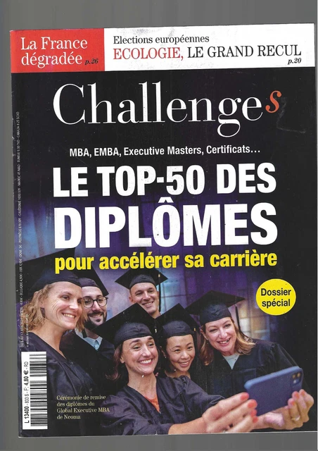 CHALLENGES-06 JUIN 2024-LE TOP 50 des diplômes/élections européennes/caisses aut EUR 14,99 ...