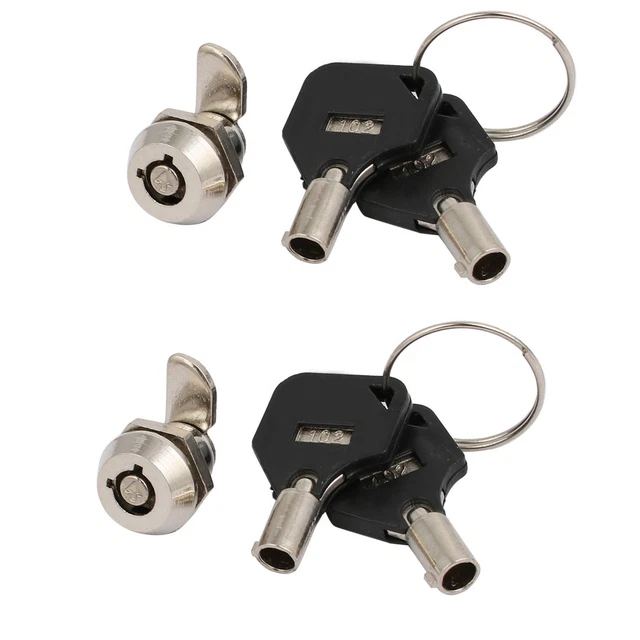 2PCS CLOSET DOOR Drawer Metal Panel Tubular Cam Lock Locker Silver Tone ...