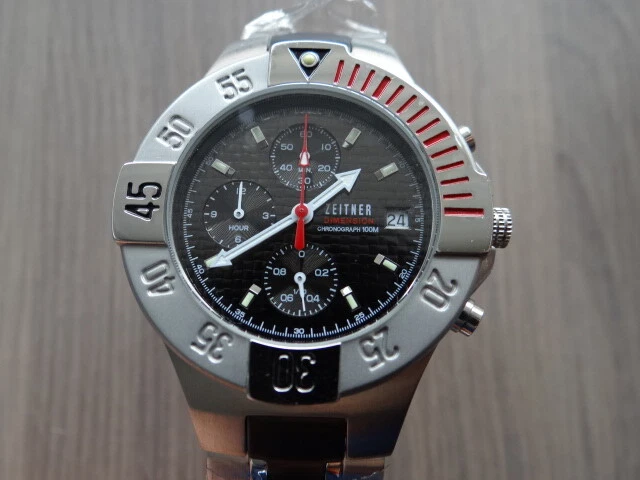 NEW OLD STOCK Zeitner Dimension Stainless Steel Chronograph Quartz ...