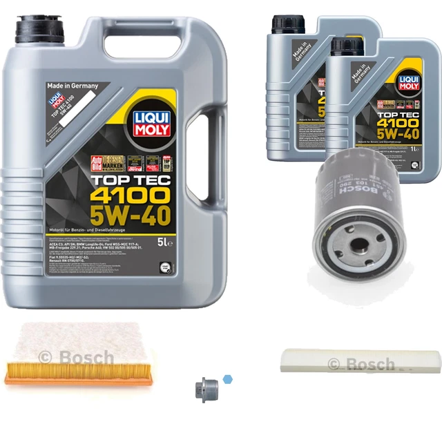 BOSCH INSPECTION SET 7L Liqui Moly Top Tec 4100 5W-40 pour VW Ford EUR ...