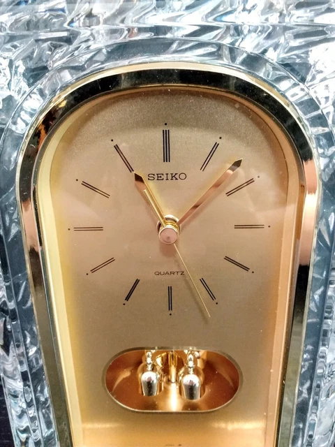 VINTAGE EMPLOYEE CONOCO Lead Crystal Seiko Japan Quartz Mantel Clock ...