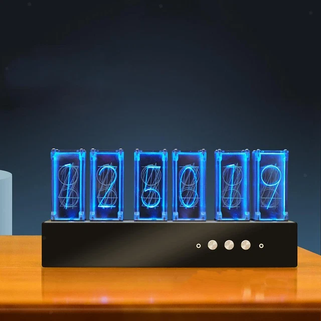 USB NIXIE TUBE Clock RGB LED Digital 6-tubes Desk Clock Interior Home £ ...