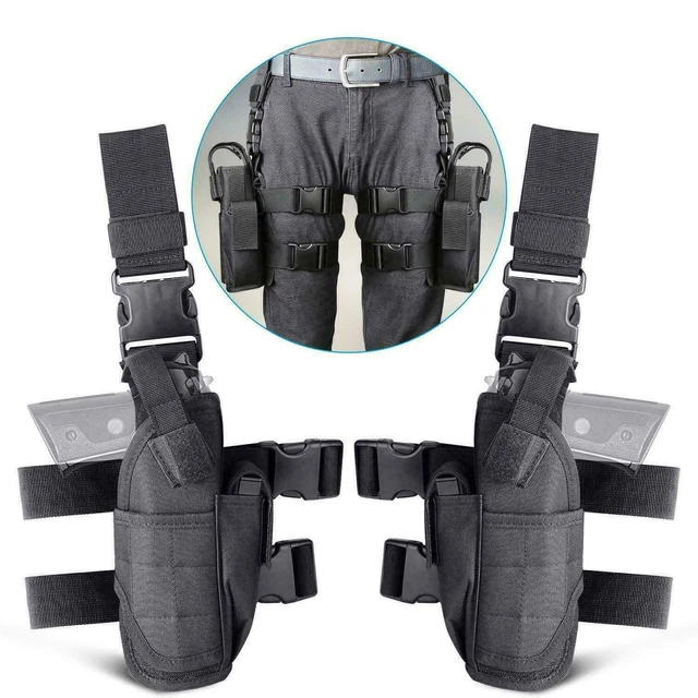 TACTICAL ADJUSTABLE PISTOL/GUN Drop Leg Thigh Holster Mag Pouch Right ...