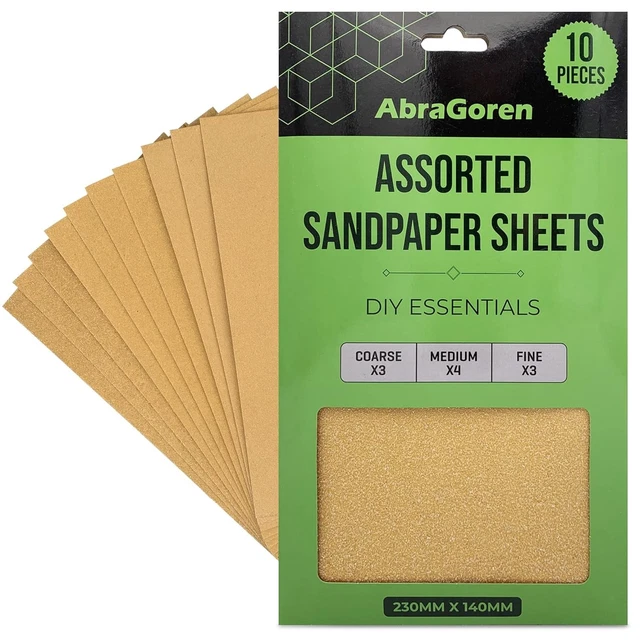 PACK OF 10 Sand Paper Sheets - Mixed Grits, 23 centimeters x 14 £6.73 ...
