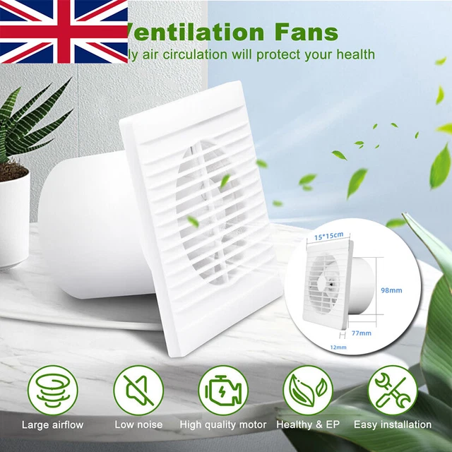 SILENT BATHROOM EXTRACTOR Fan 4inch 100mm White Kitchen Toilet Shower £ ...